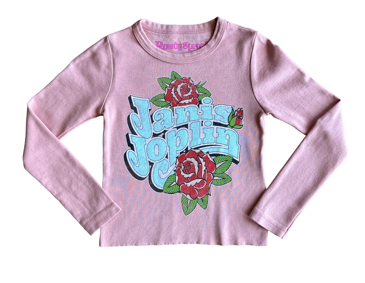Janis Joplin Rose Pink fitted LS – Rowdy Sprout